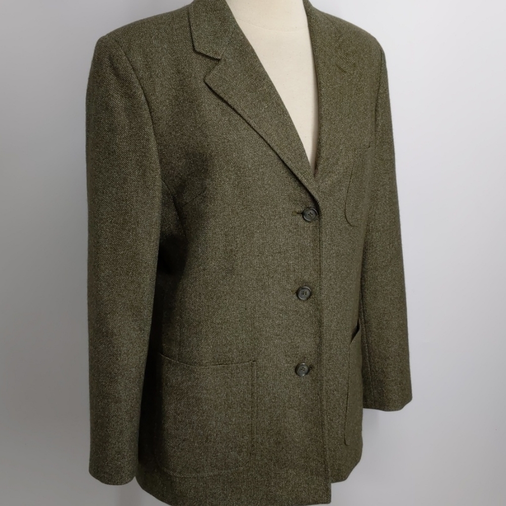 Talbots Green Tweed 4-Button Blazer-Sz 10p - Gem